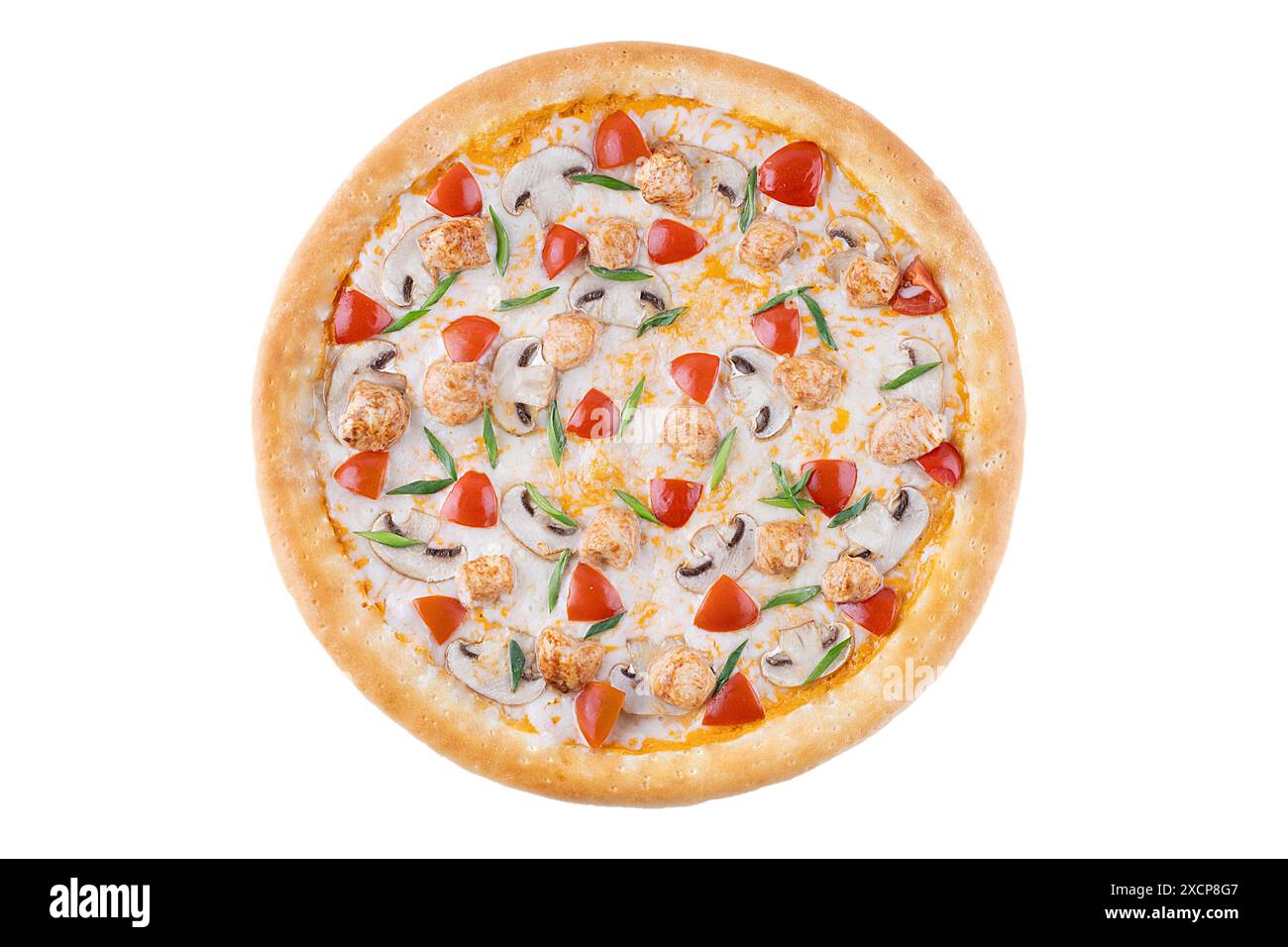 Tom Yum Kung Pizza cheese on a white background, isolation Stock Photo ...