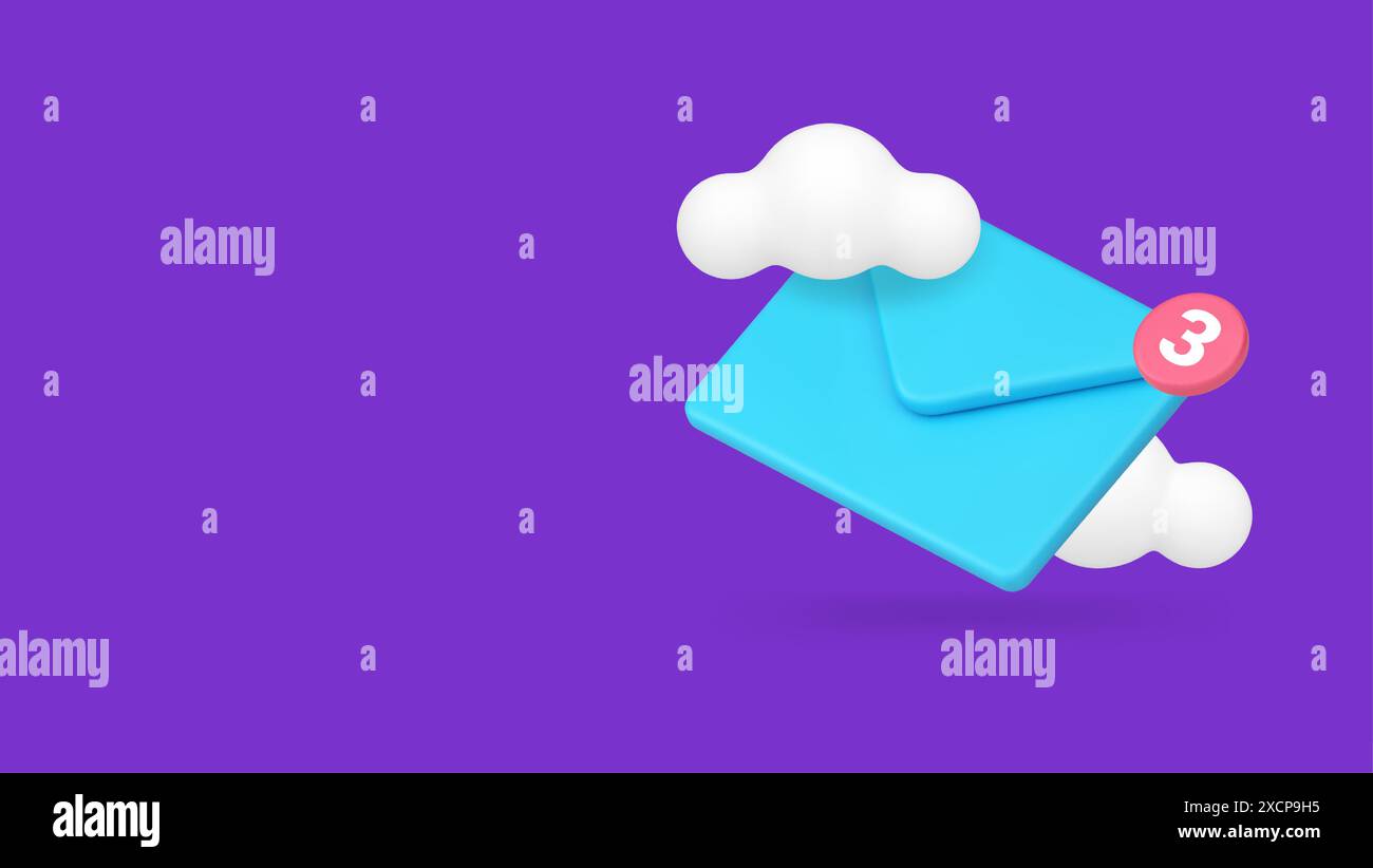 Incoming message email cloud electronic mail storage server 3d vector ...