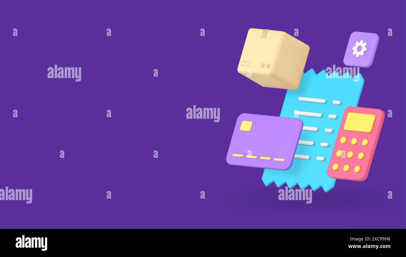 Online shopping parcel delivery payment service 3d vector banner ...