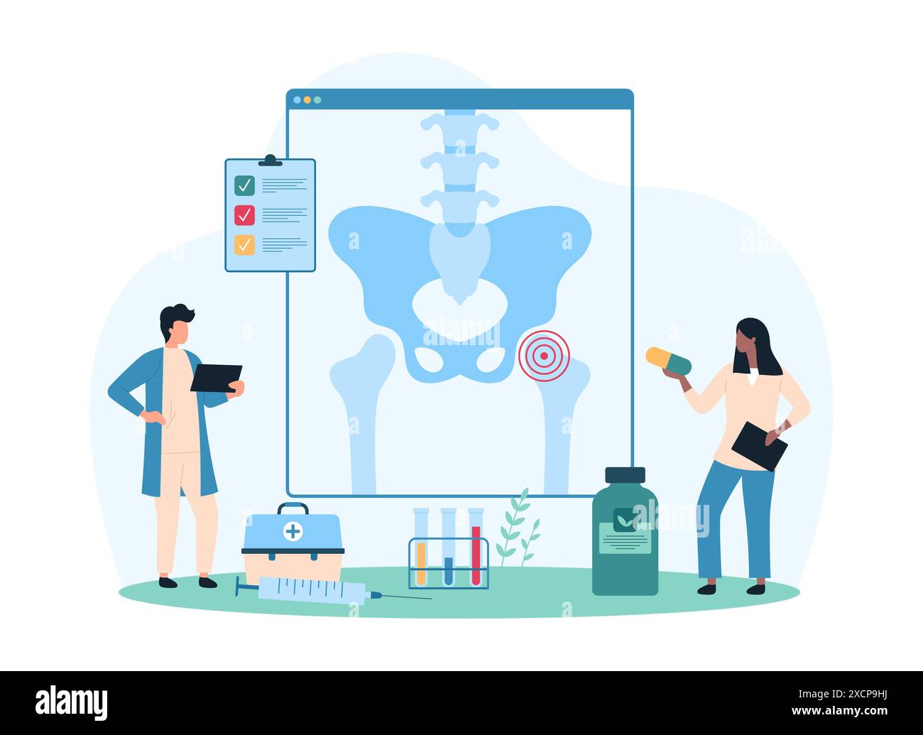 Pain in hip joint due to injury, chronic bone and ligament diseases ...
