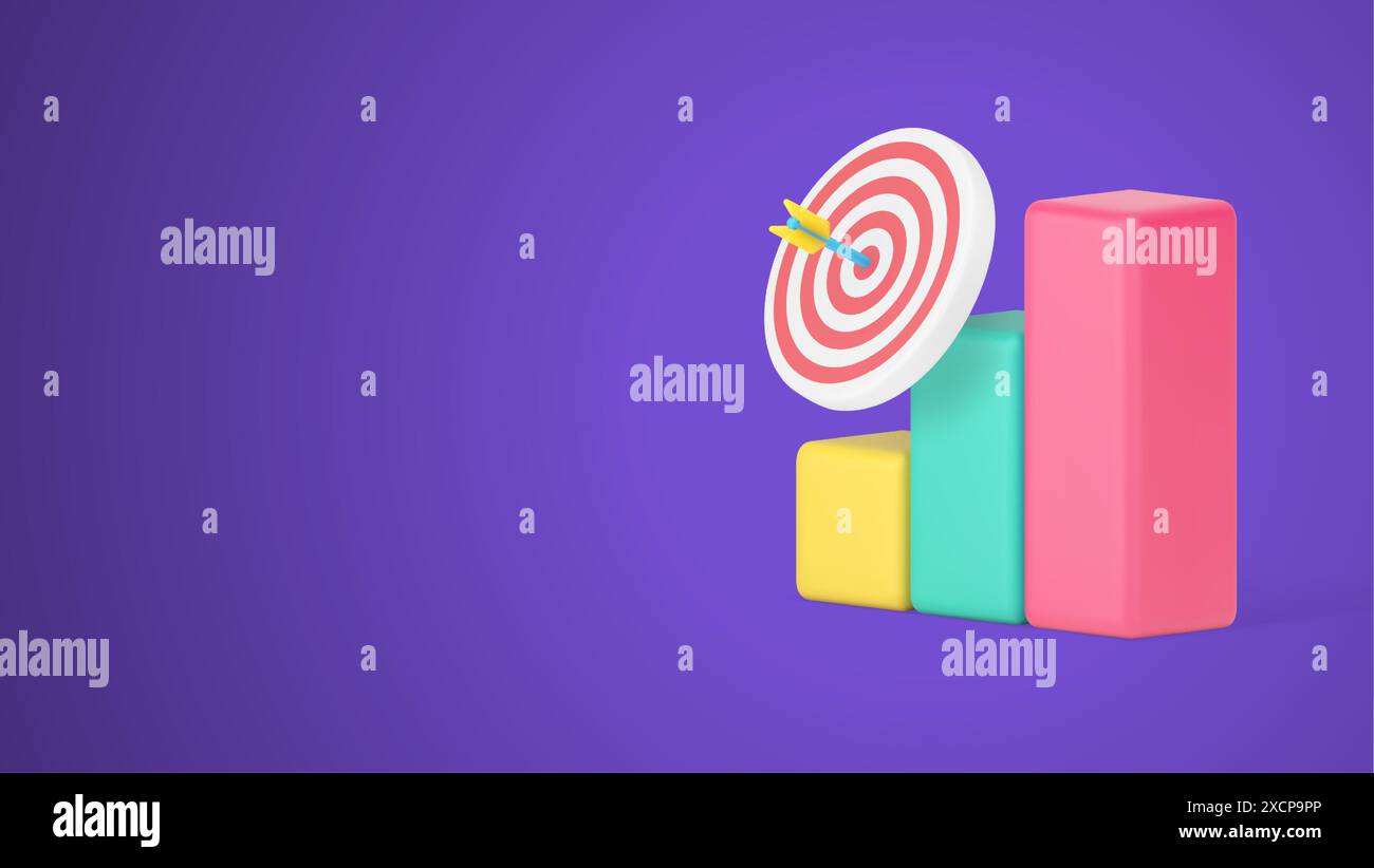 Growth diagram analyzing business goal achievement data increase 3d ...