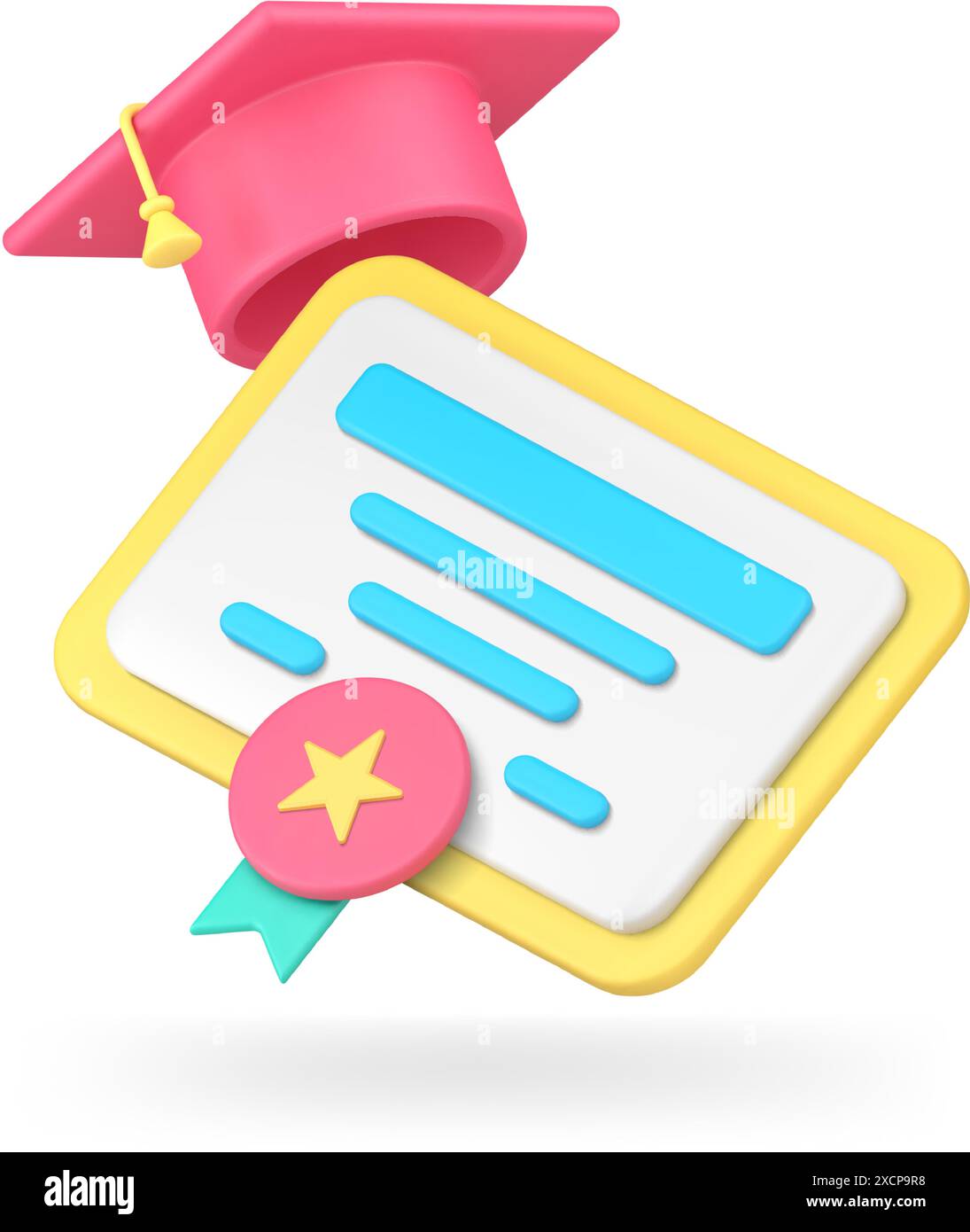 Graduation cap education academic diploma achievement certificate 3d ...