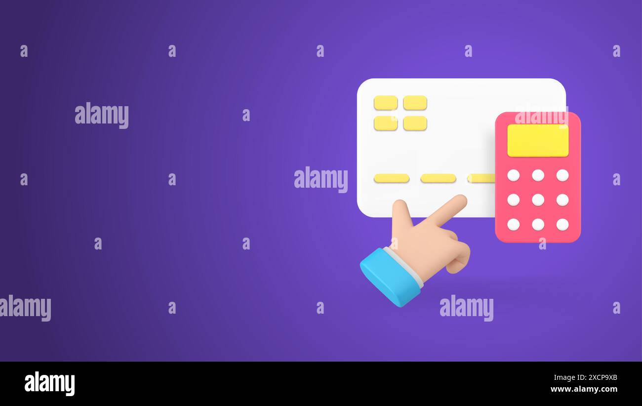 Online banking budget accounting card calculator with business man hand ...