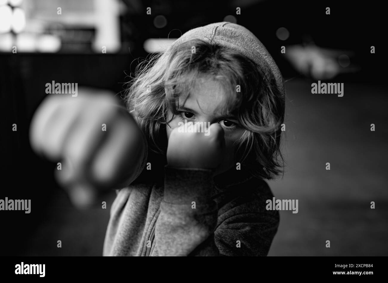 Aggressive child fight. Little kid boy fighting outside. Angry little ...