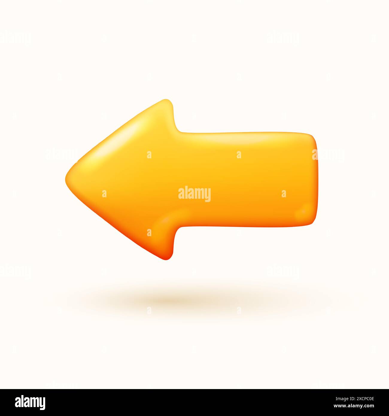 Realistic yellow arrow in cartoon 3D style isolated on white background ...