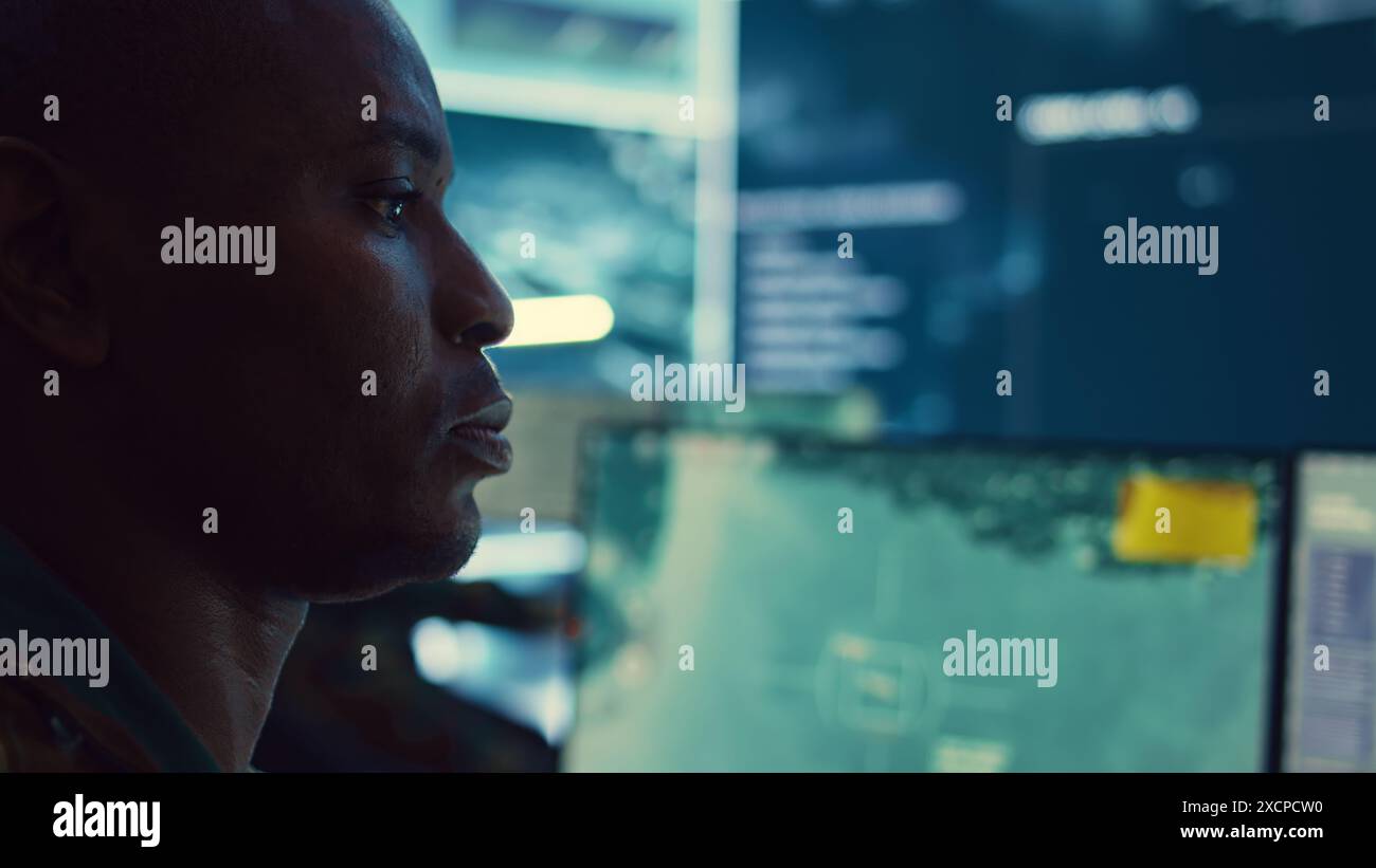 Lieutenant colonel gathering intelligence from federal radar systems ...