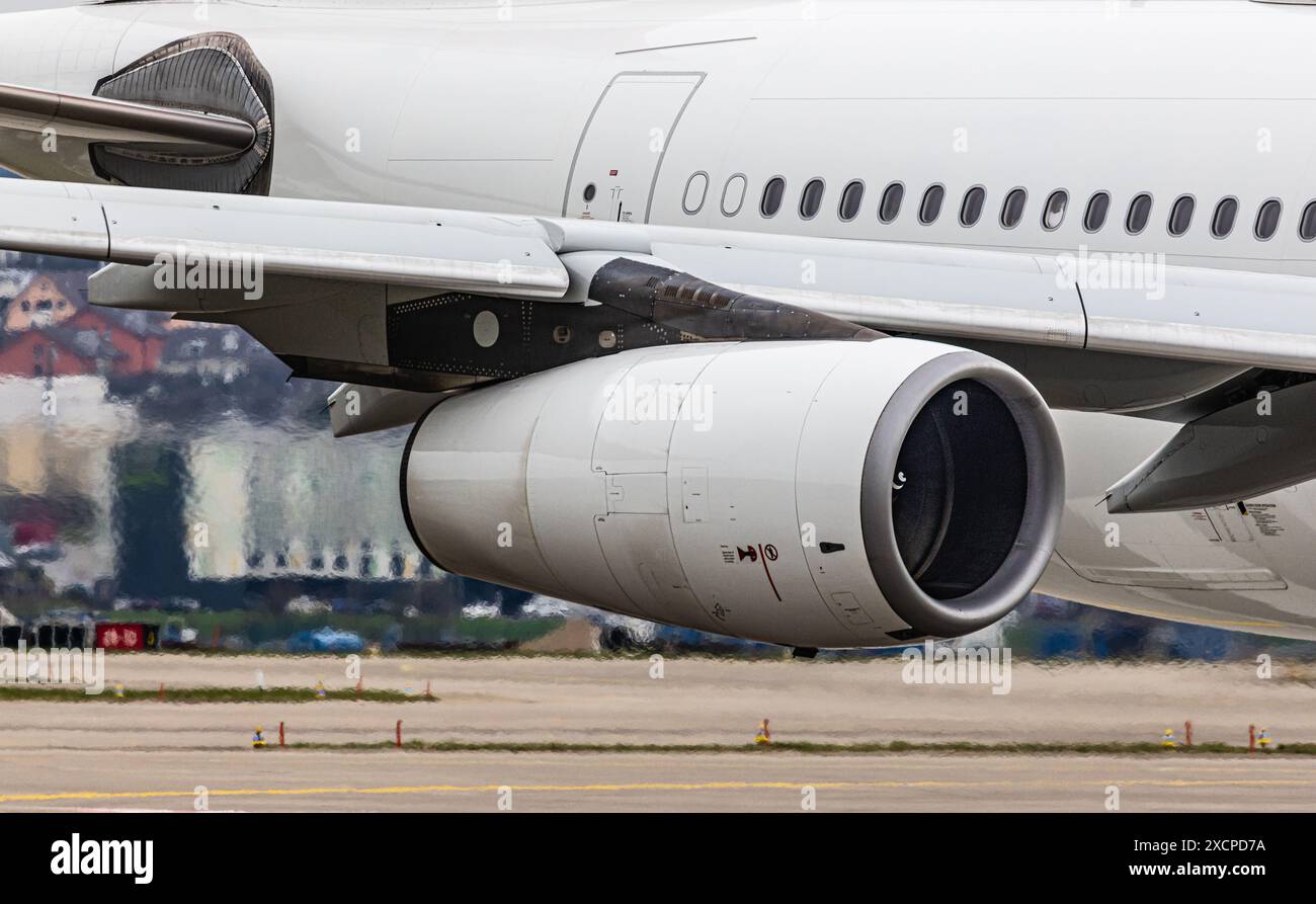 The Airbus A340-313X of Swiss International Airlines is equipped with four CFM56 turbofan ...