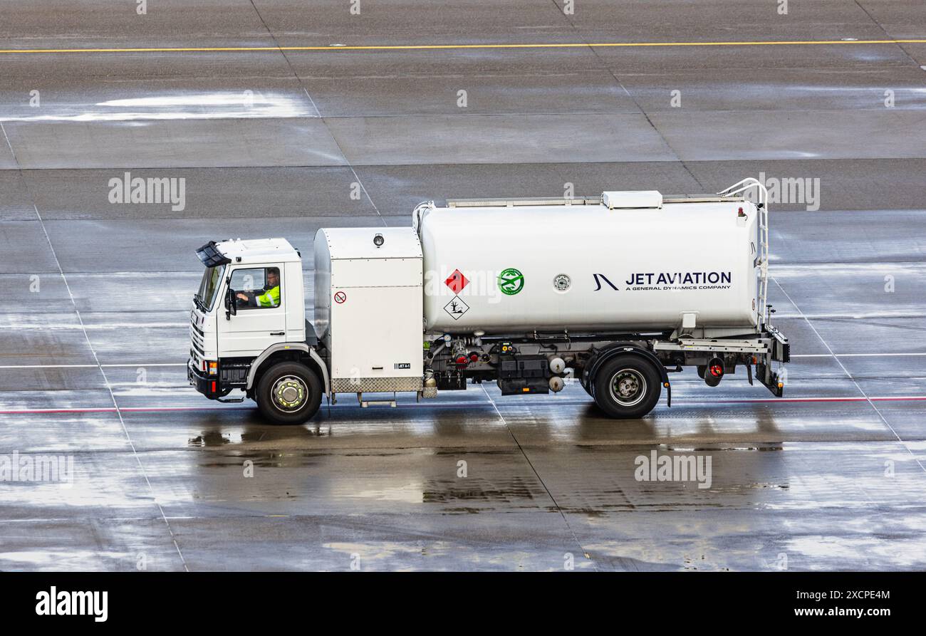 Zurich, Switzerland, 16th Mar 2024:A tanker truck for kerosene from Jet ...