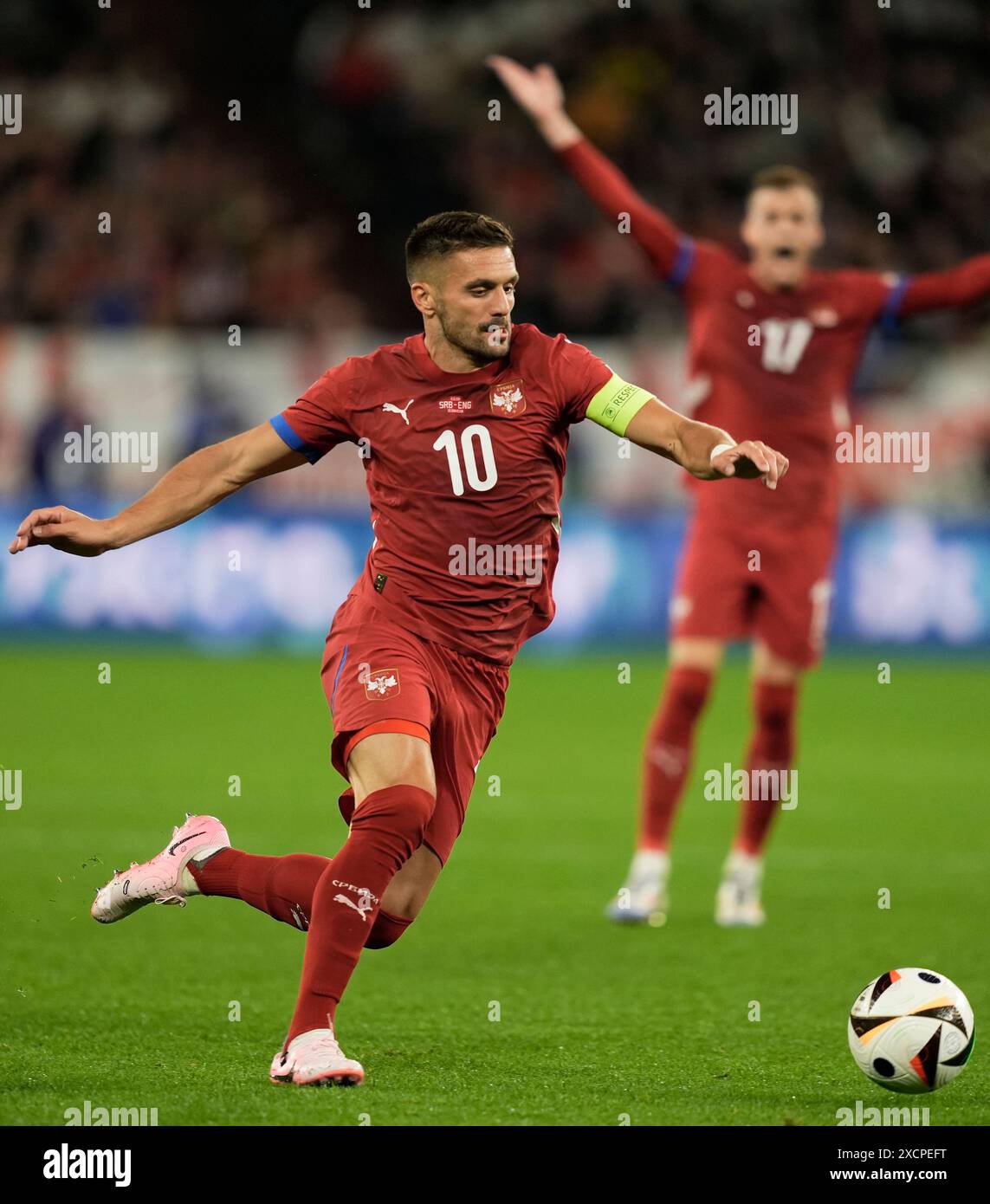 Gelsenkirchen, Germany. 16th June, 2024. Serbia's Dusan Tadic during ...