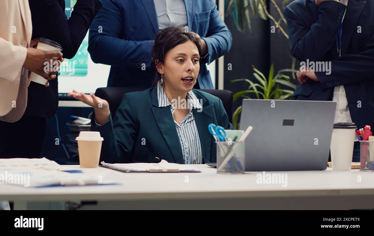 Angry manager screaming diverse employees hi-res stock photography and ...