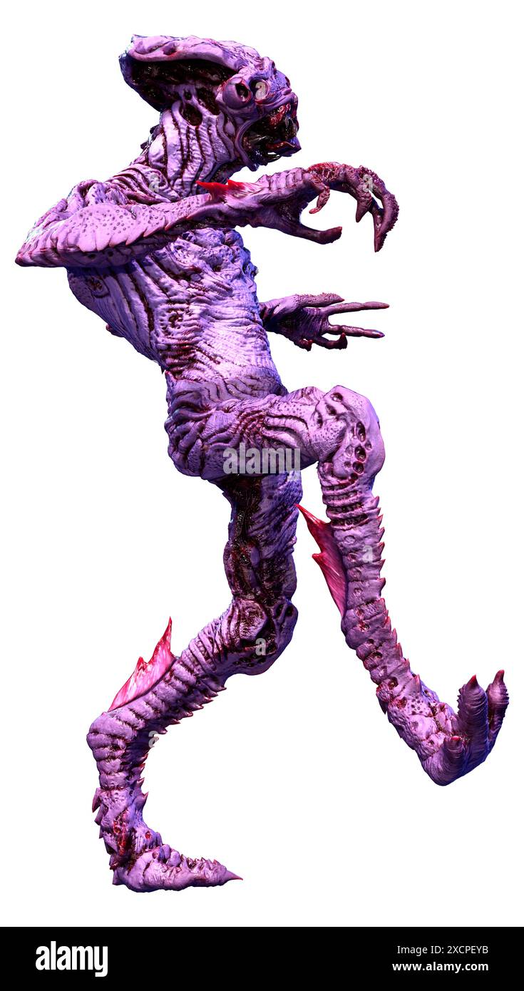 3D rendering of a purple alien isolated on white background Stock Photo ...