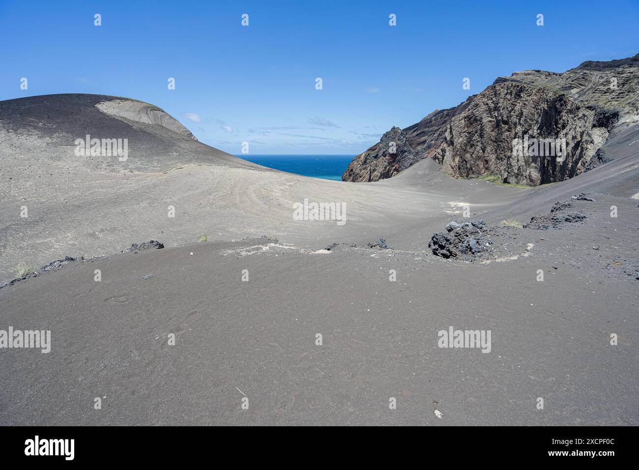 Arid zone of the capelinhos volcano, island of Faial in the Azores ...