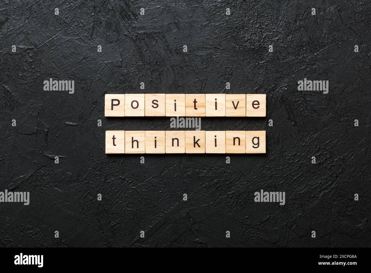 positive thinking word written on wood block. positive thinking text on ...