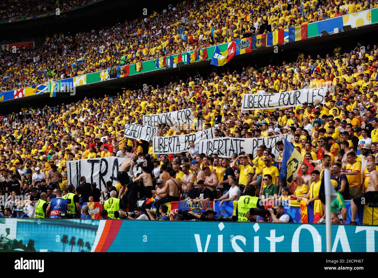 Fans of Romania seen during the UEFA Euro 2024 game between national ...