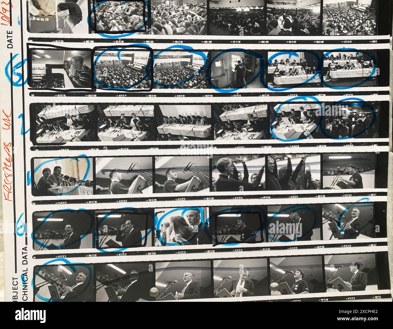 FILE PICS – CARDIFF, WALES, UK - OCTOBER 6 1993: Negative contact sheet ...