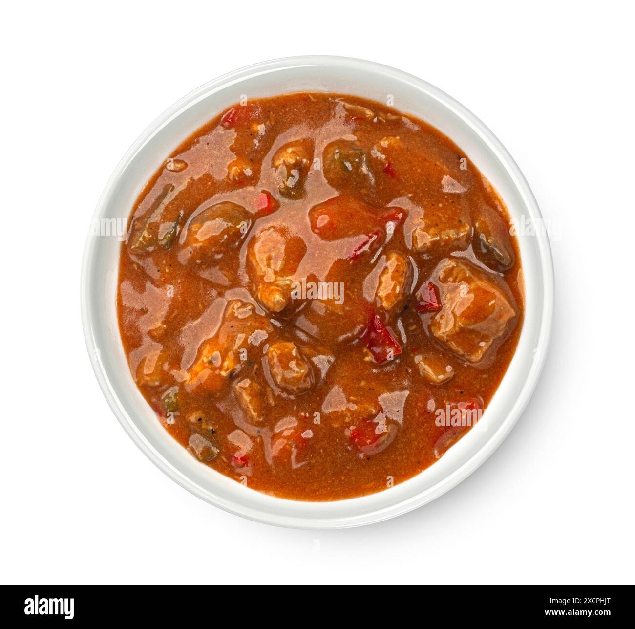 Beef stew isolated on white background, top view Stock Photo - Alamy