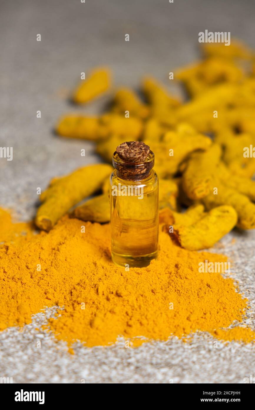 Natural turmeric oil in glass hi-res stock photography and images - Alamy
