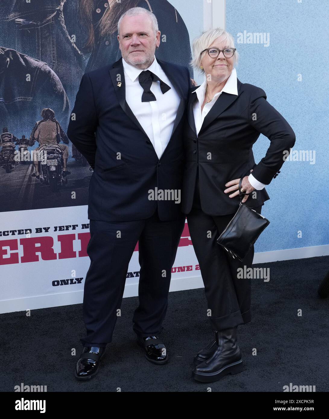 (L-R) Hugo Burnham and Sarah Green at THE BIKERIDERS Los Angeles ...