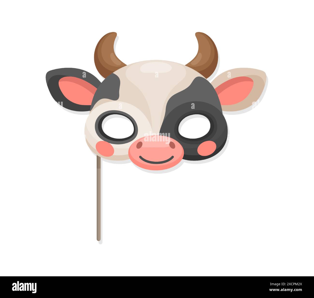 Cow mask for carnival or birthday festival party face, cartoon vector ...