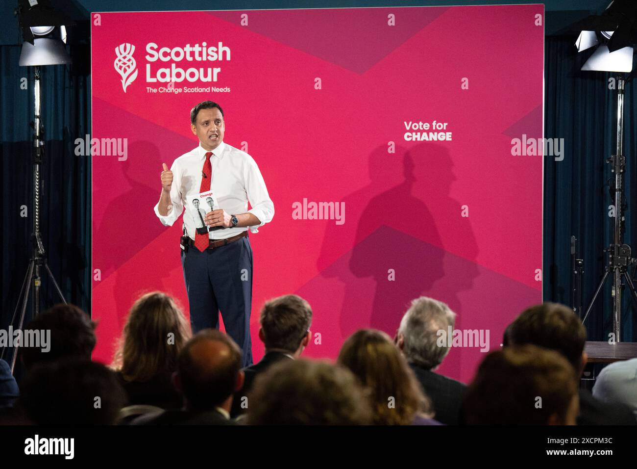 Scottish Labour leader Anas Sarwar speaking during the party's General ...
