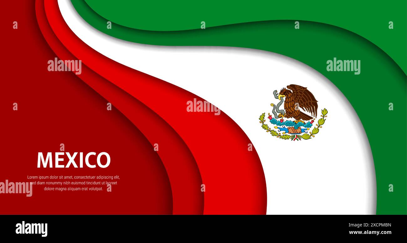 Viva Mexico, Independence day banner with paper cut national flag and ...