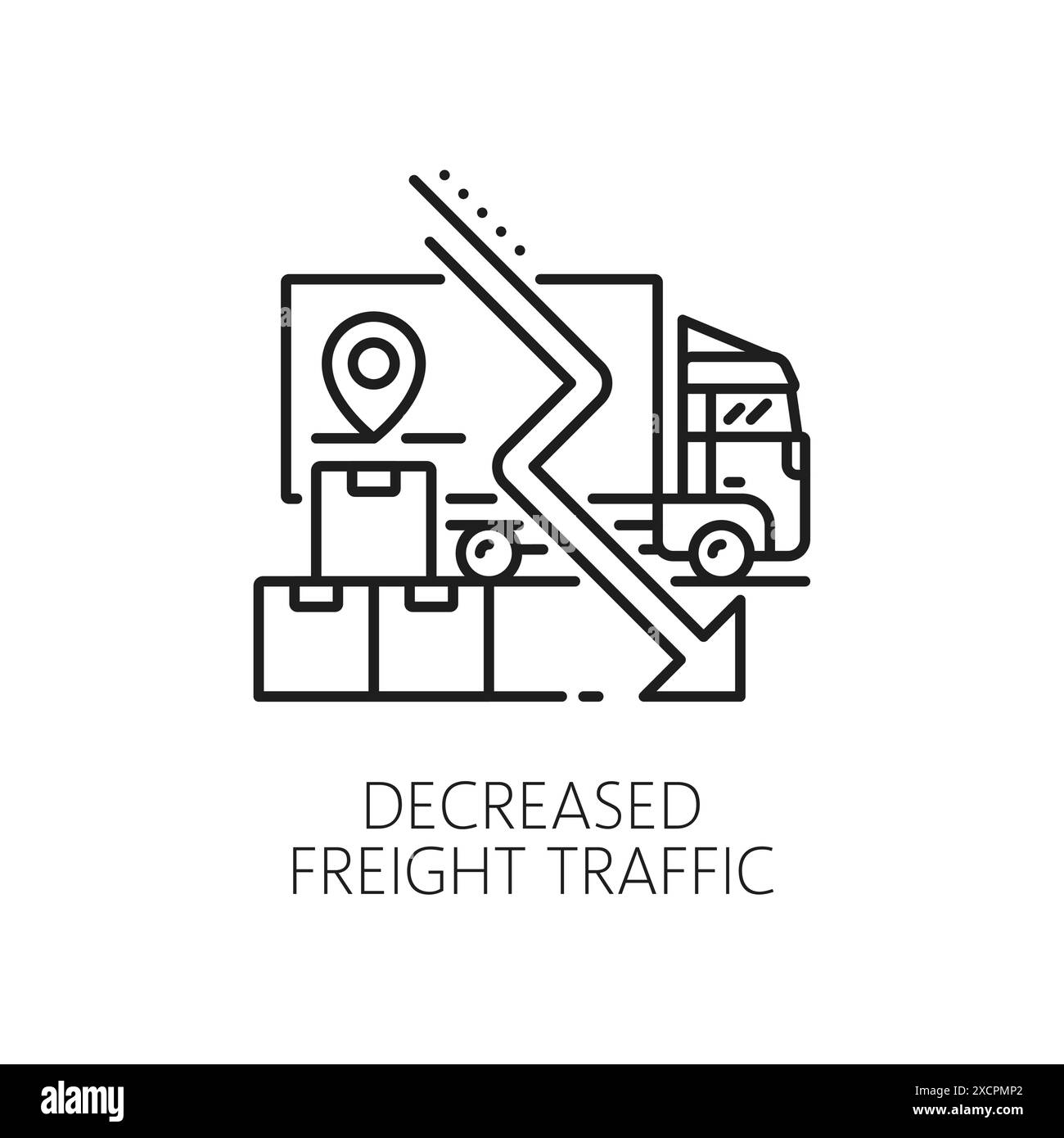 Economic crisis line icon of freight traffic decrease and commercial ...