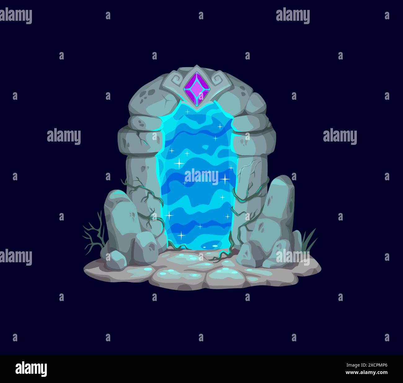 Fantasy fairytale game magic portal door, framed by ancient stone ...
