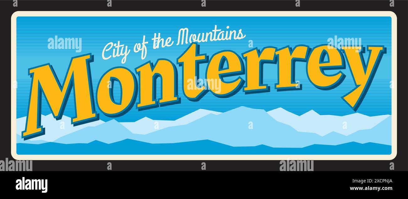 Monterrey city of the Mountains, Mexican town territory. Vector travel ...