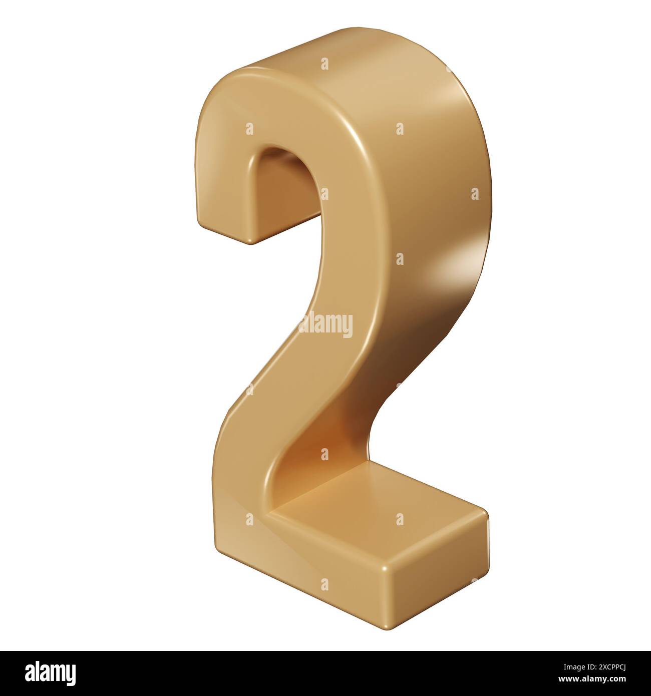 3d number two 2 golden or bronze shining typography symbol or sign ...