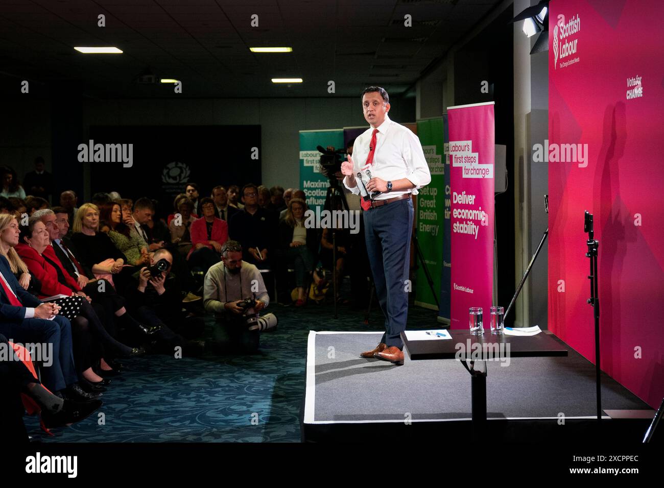Scottish Labour leader Anas Sarwar speaking during the party's General ...