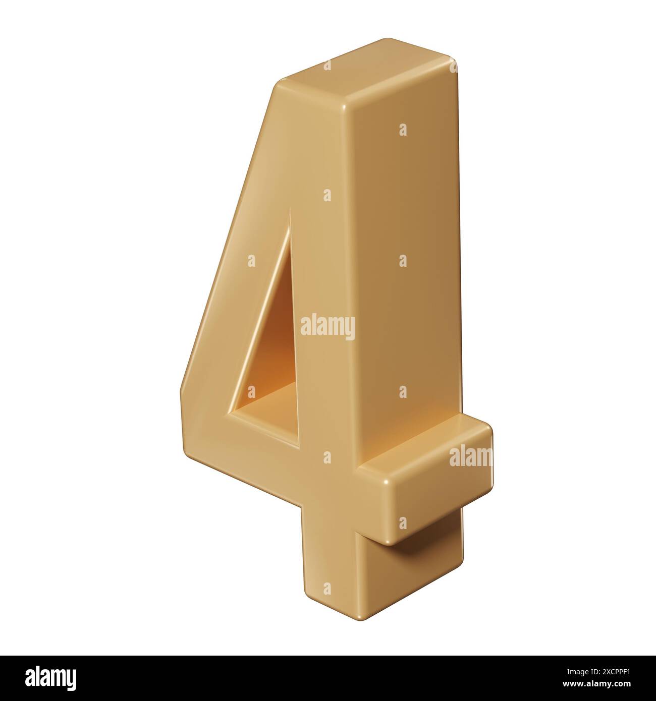 3d number four 4 golden or bronze shining typography symbol or sign ...