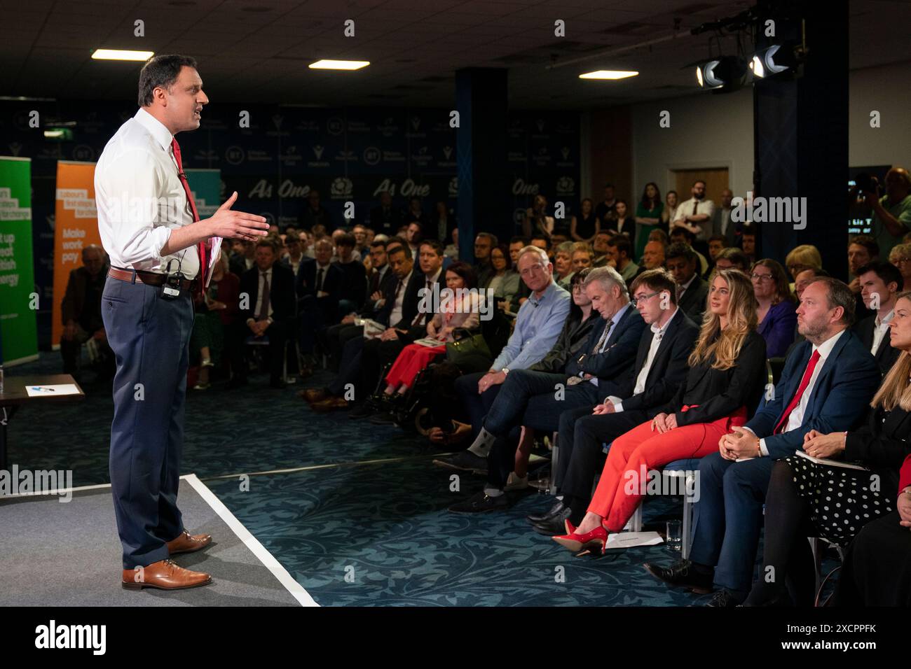 Scottish Labour leader Anas Sarwar speaking during the party's General ...