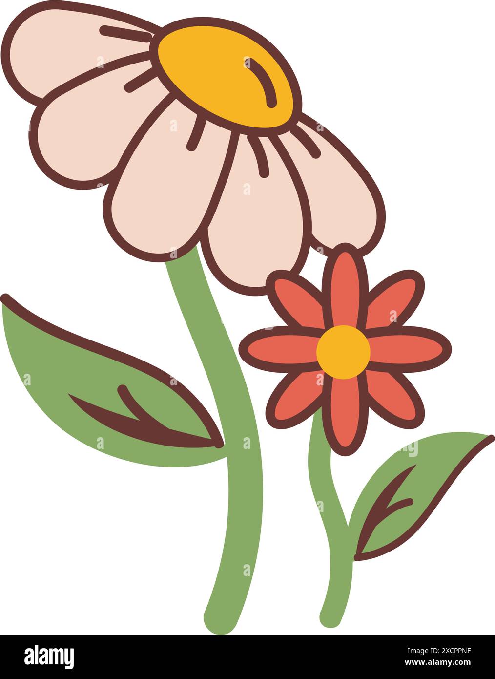 cartoon flowers and leaf Stock Vector Image & Art - Alamy