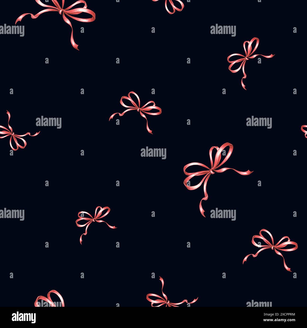 Bows and ribbons Red silk tapes. Seamless pattern, festive background ...