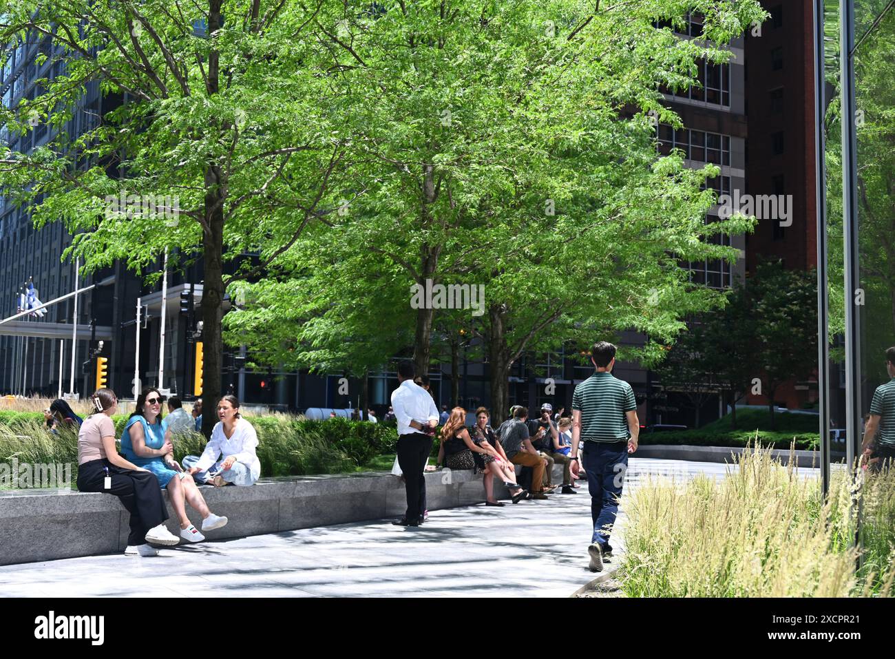 The plaza at 150 N Riverside provides a green oasis and is made ...