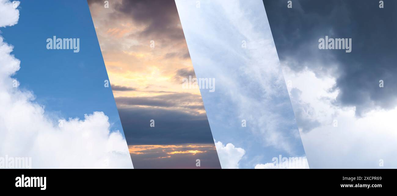 Different weather conditions due to season changing, banner design ...