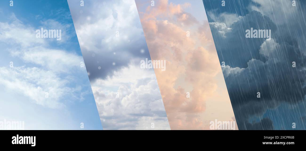 Different weather conditions due to season changing, banner design ...