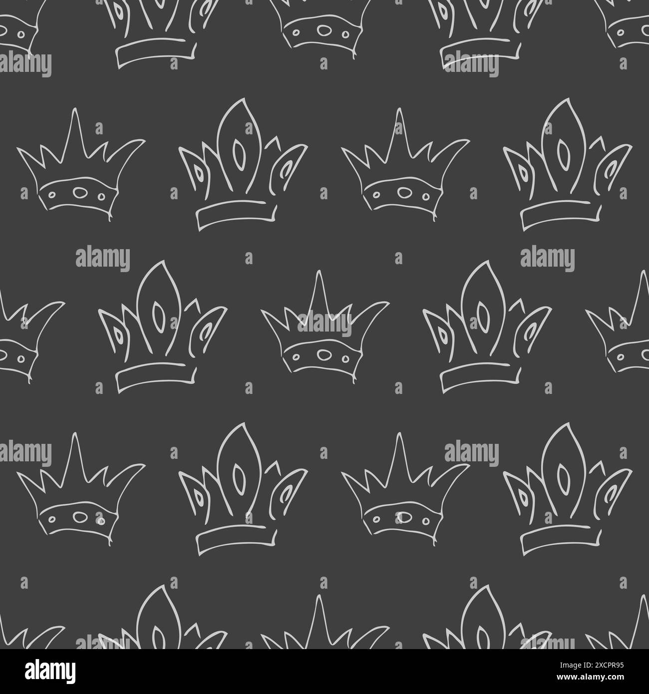 Hand drawn crowns. Seamless pattern of simple graffiti sketch queen or ...