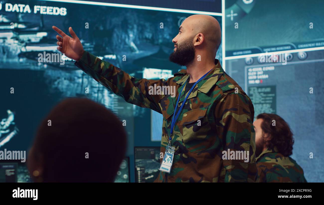 Commander Managing Cybersecurity Measures To Protect Federal Data From Enemy Breaches Working