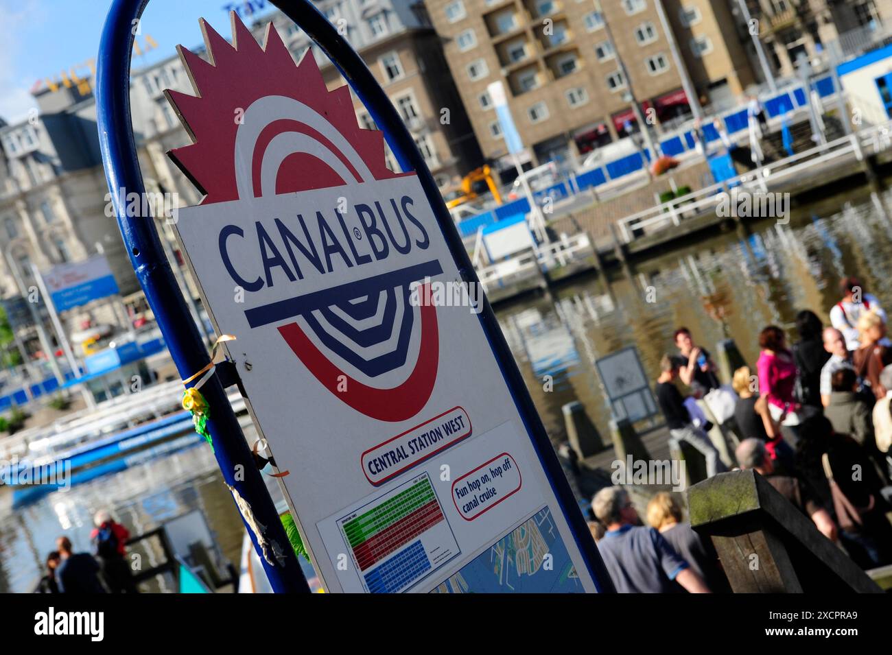 Canal bus stop sign Amsterdam Stock Photo - Alamy