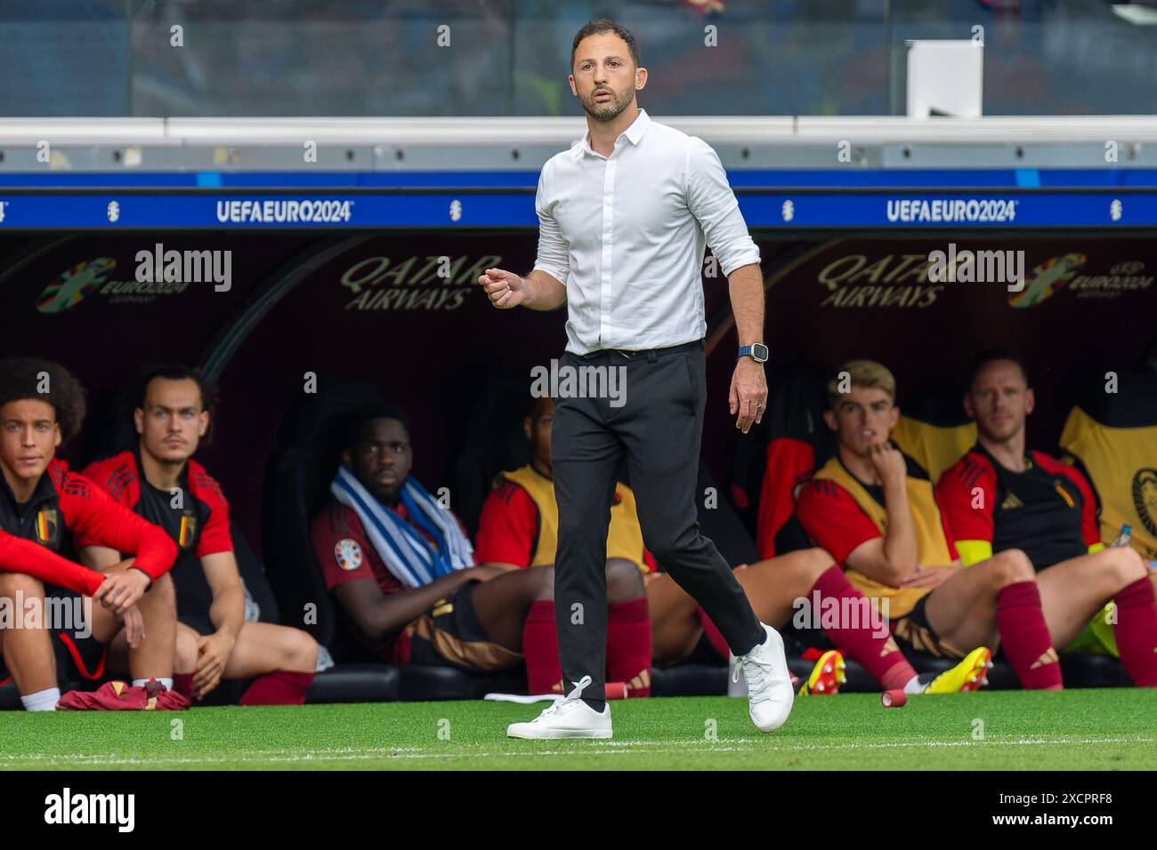 FRANKFURT, GERMANY - JUNE 17: Coach Domenico Tedesco of Belgium looks ...