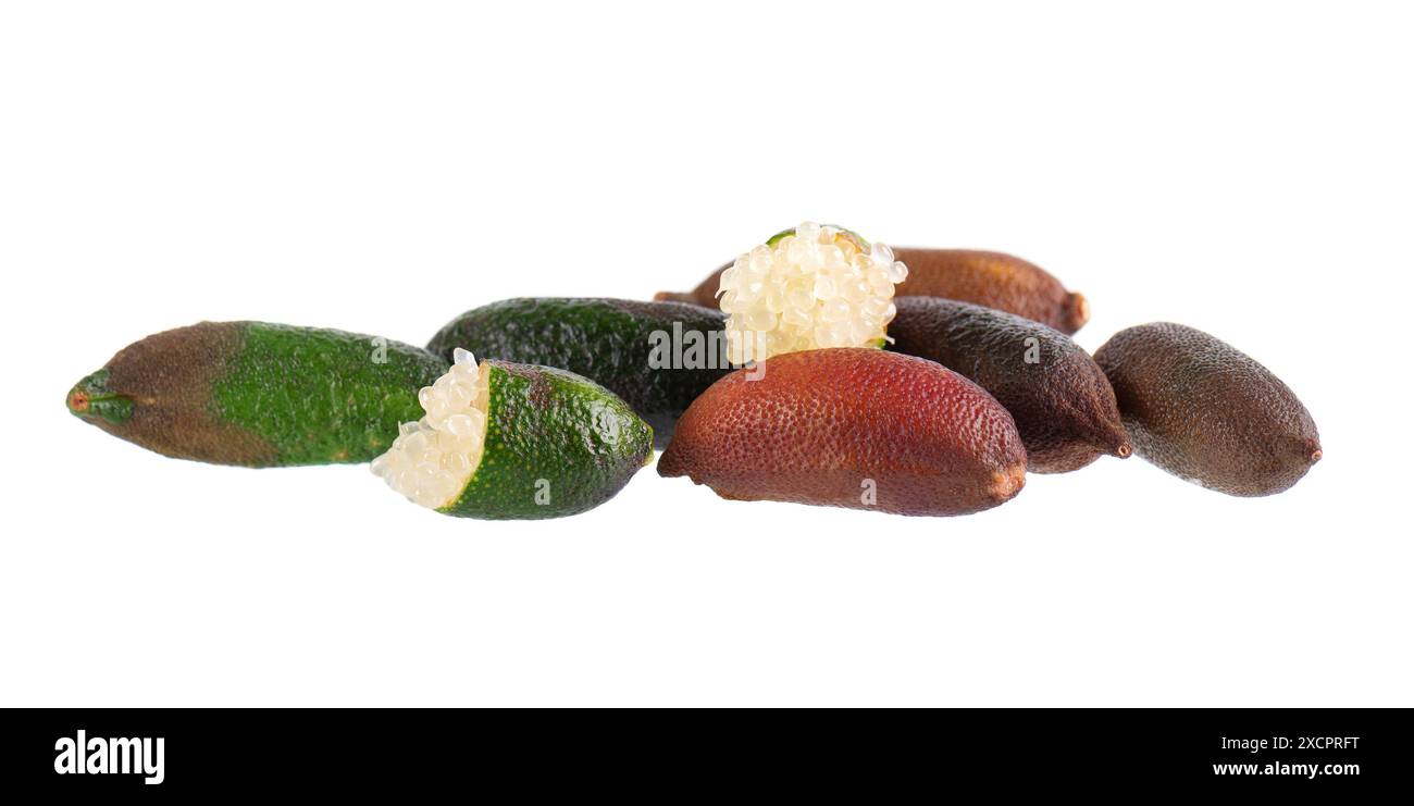 Fresh finger limes isolated on white background. Caviar lime. Fruits ...