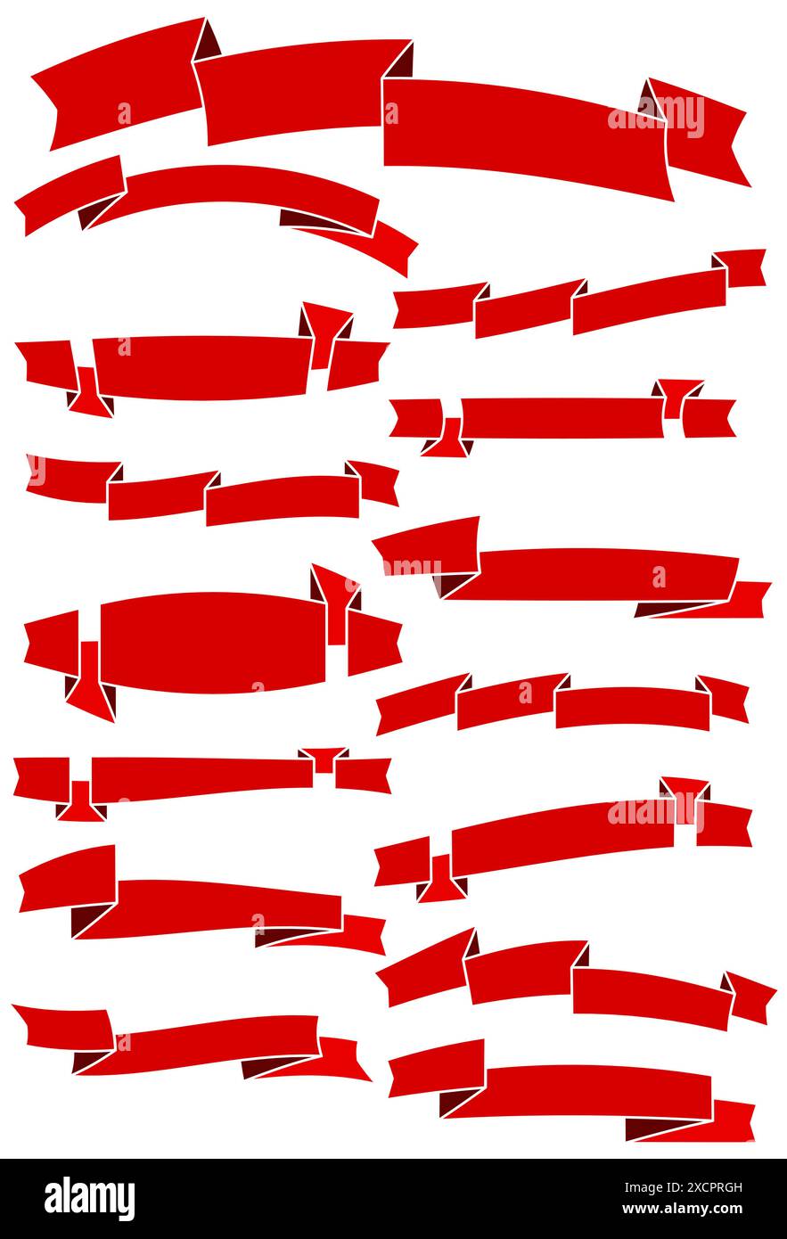 Set of fifteen red cartoon ribbons and banners for web design. Great ...