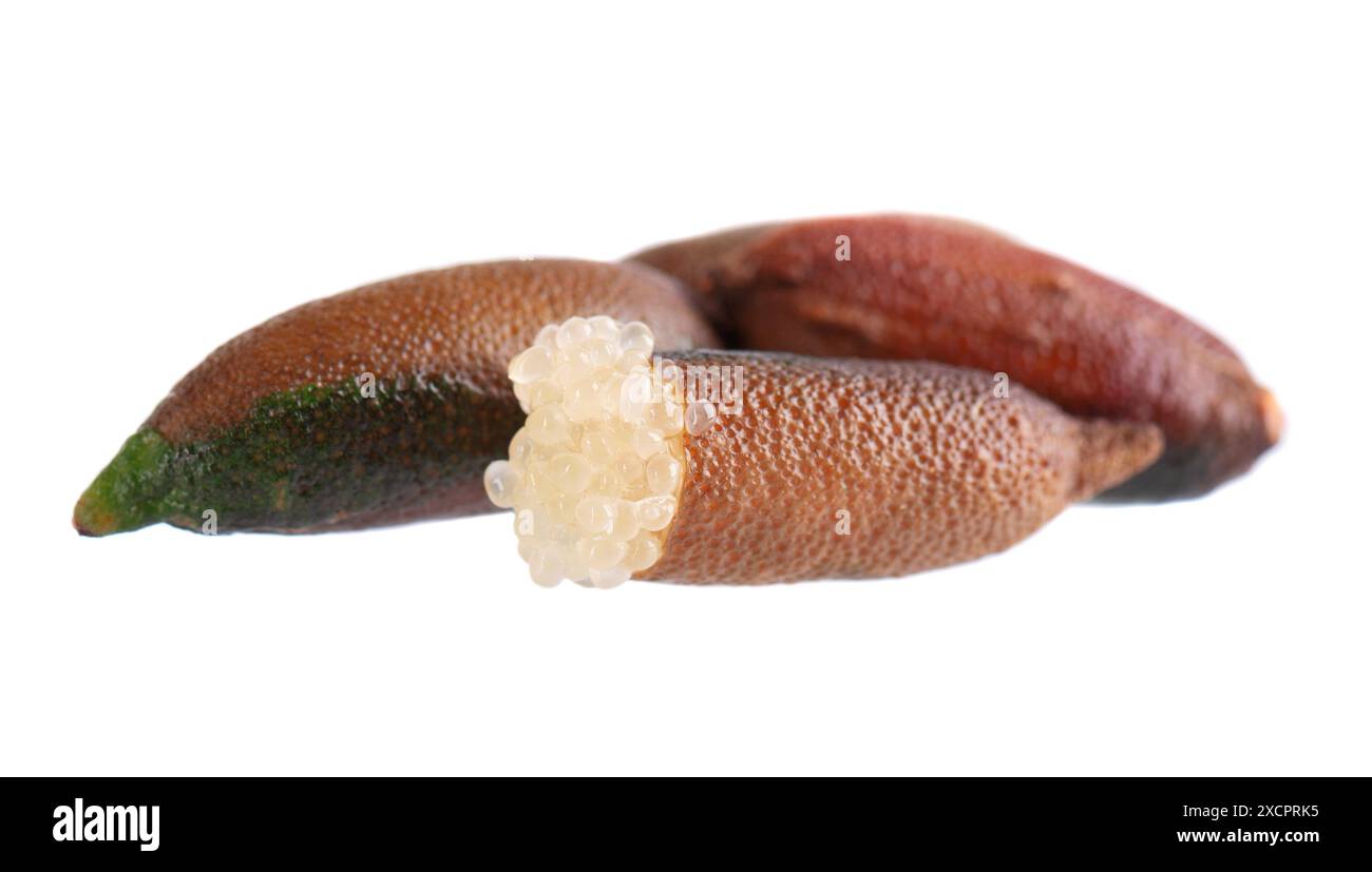 Fresh finger limes isolated on white background. Caviar lime. Fruits ...