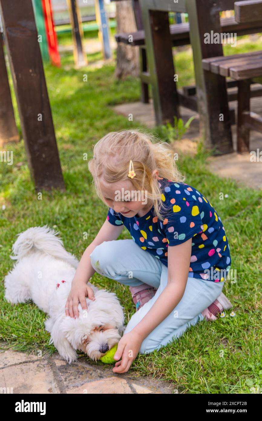 Girl with white dog hi-res stock photography and images - Alamy
