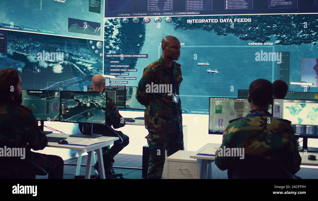 Platoon captain handling surveillance and safety operations with crew ...