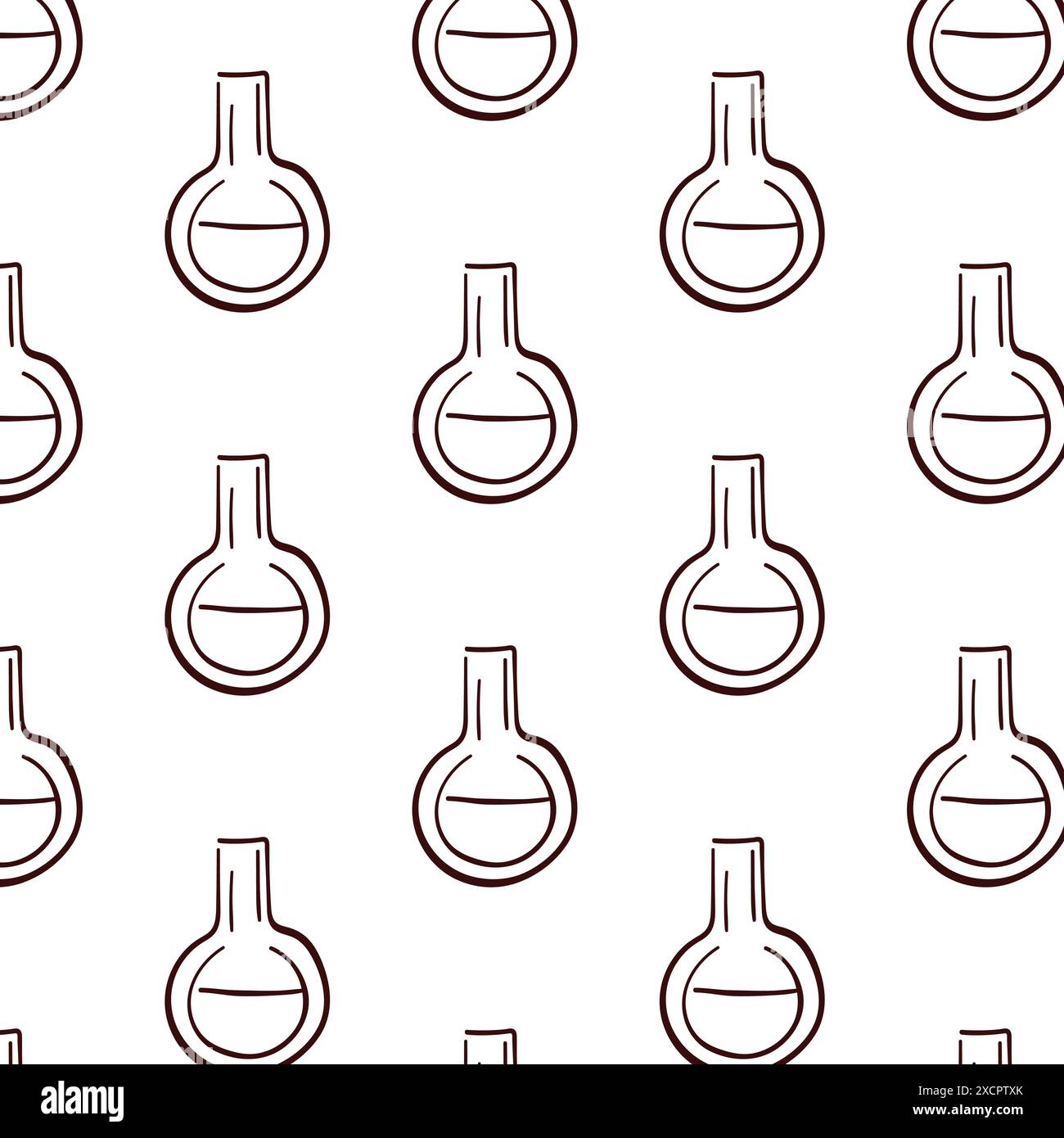 Chemistry flask seamless pattern in doodle style. Hand drawn design ...