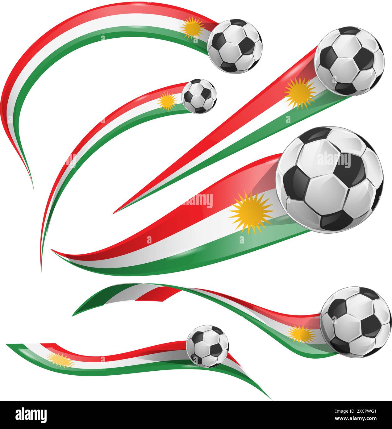Kurdistan flag set with soccer ball set icon. vector illustration Stock ...
