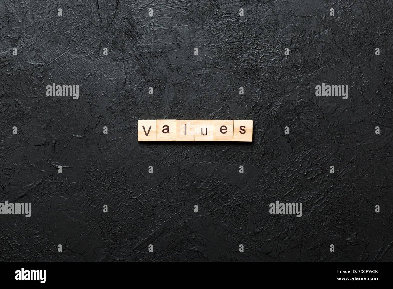 values word written on wood block. values text on table, concept Stock ...