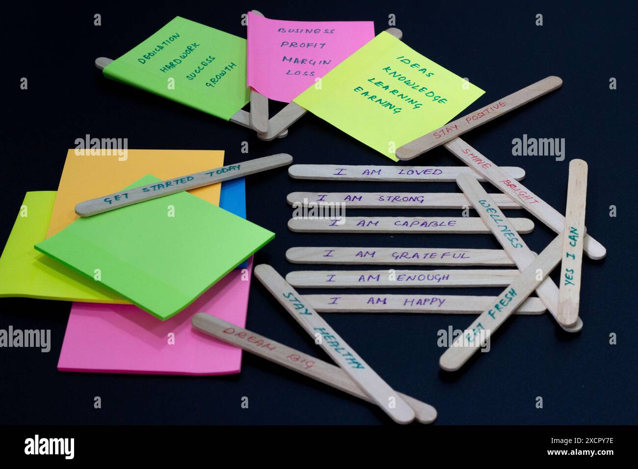 Handwritten positive quotes on sticky notes for boosting self esteem ...
